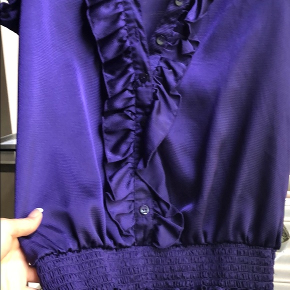 Tops | Byer Royal Purple Ruffles Blouse W Cinched Waist | Poshmark
